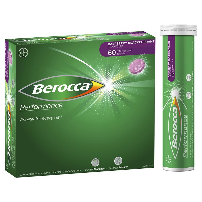 Berocca Energy Vitamin B & C Raspberry Blackcurrant Flavour | Australia ...