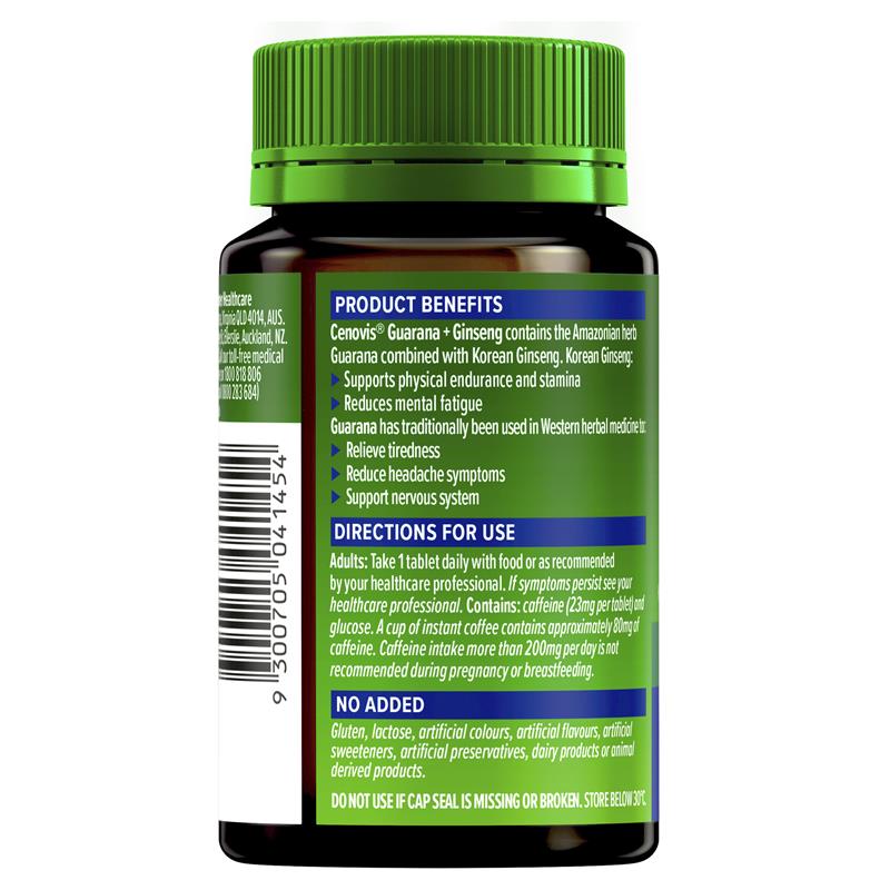 Cenovis Guarana & Ginseng for Energy & Stamina Support | Australia ...