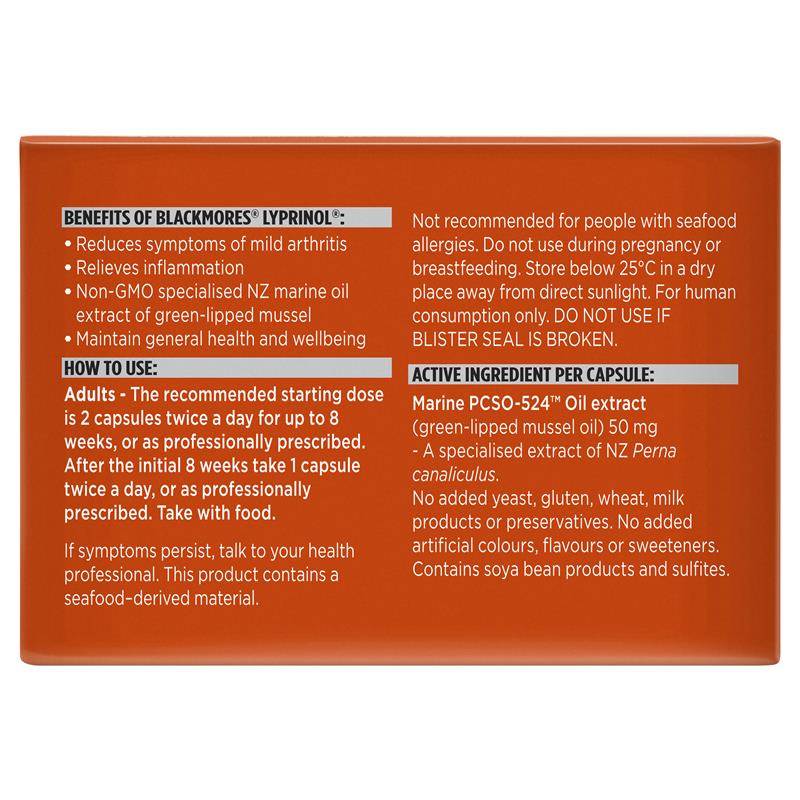Blackmores Lyprinol Inflammation Relief | Australia Supplement Warehouse