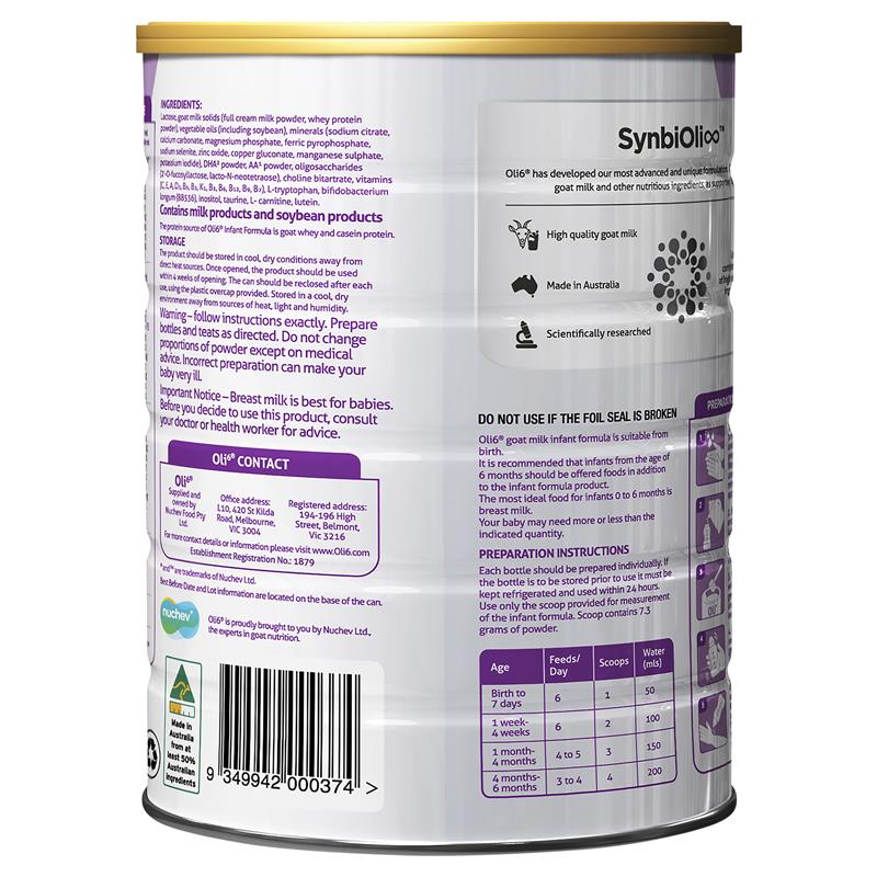 Oli6 Stage 1 Dairy Goat Milk Formula Infant 800g | Australia Supplement ...
