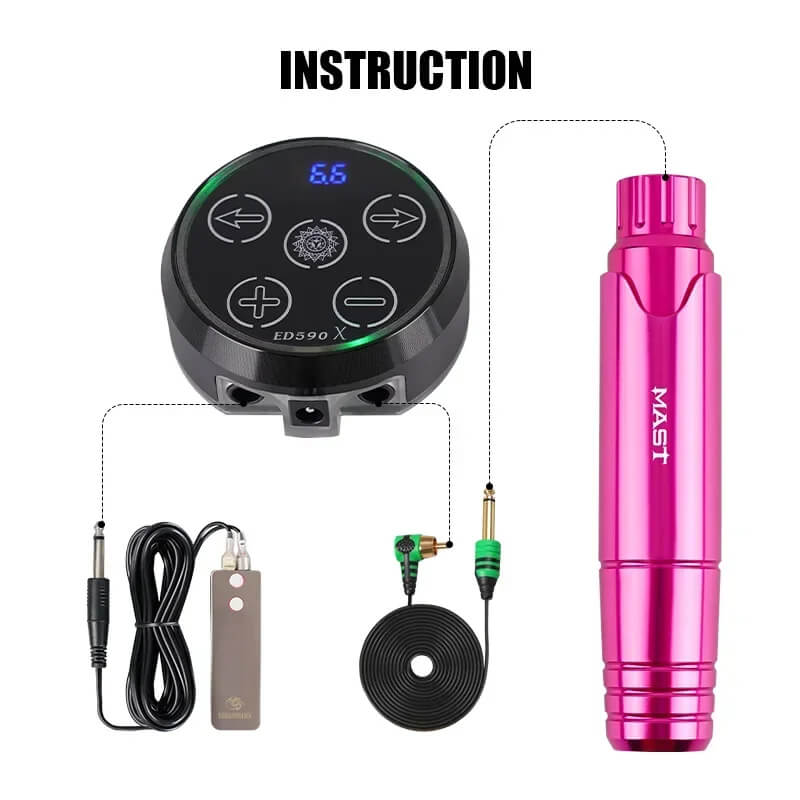 Mast Tattoo P10 Machine Pen Permanent Kit with LED Display Power Supply ...