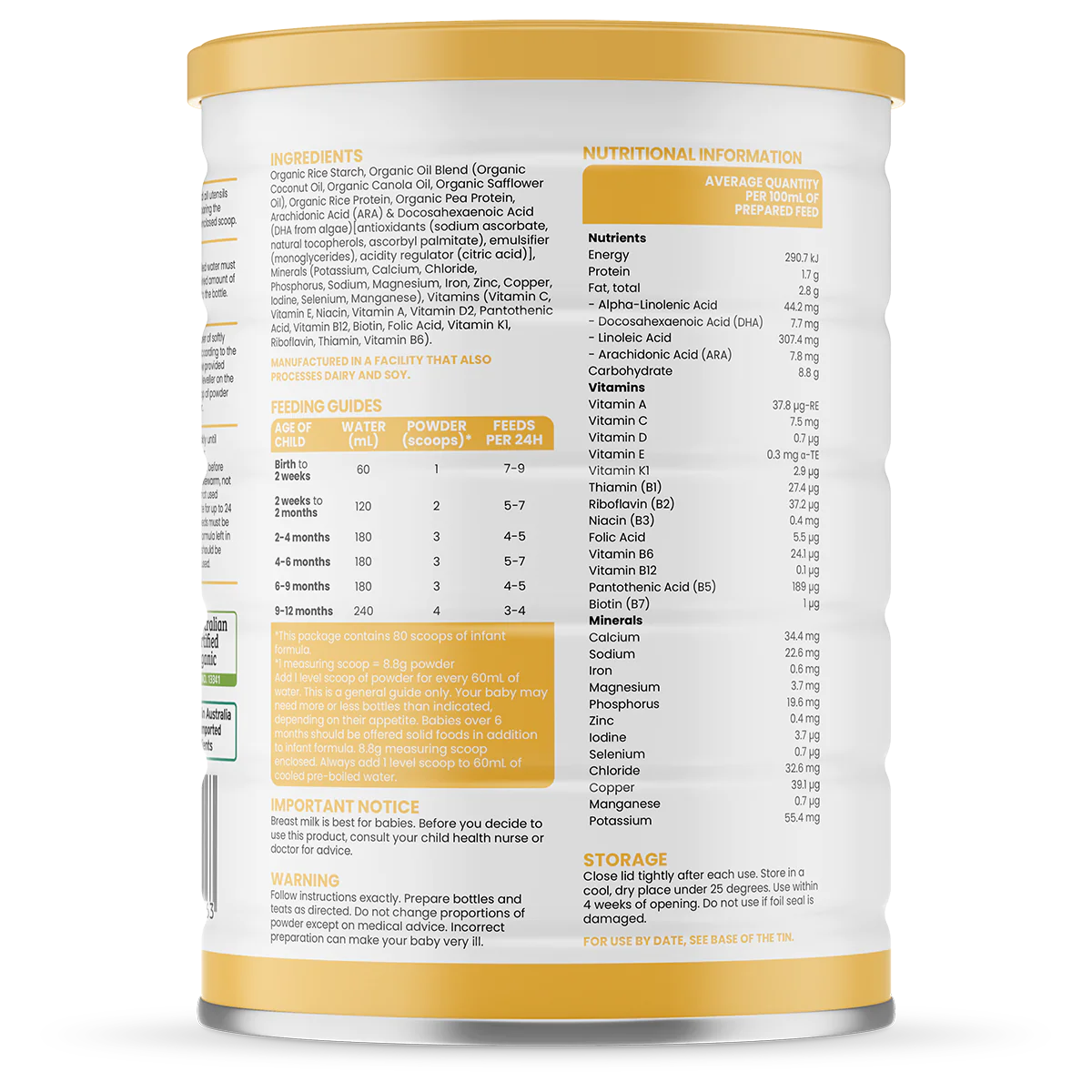 Sprout Infant Plant Based Formula 0-12 months 700g | Australia ...